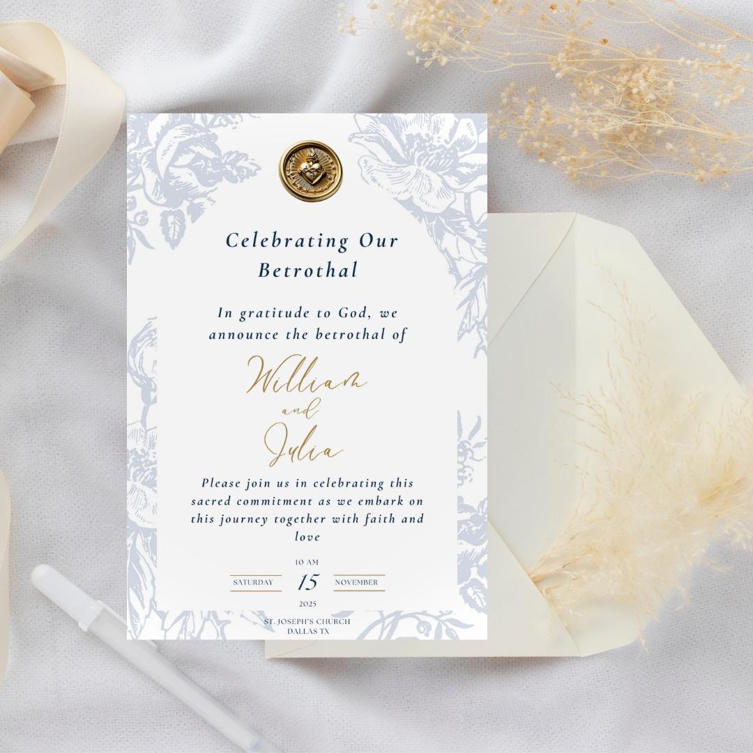Catholic Betrothal Invitation Template: Religious Engagement ...