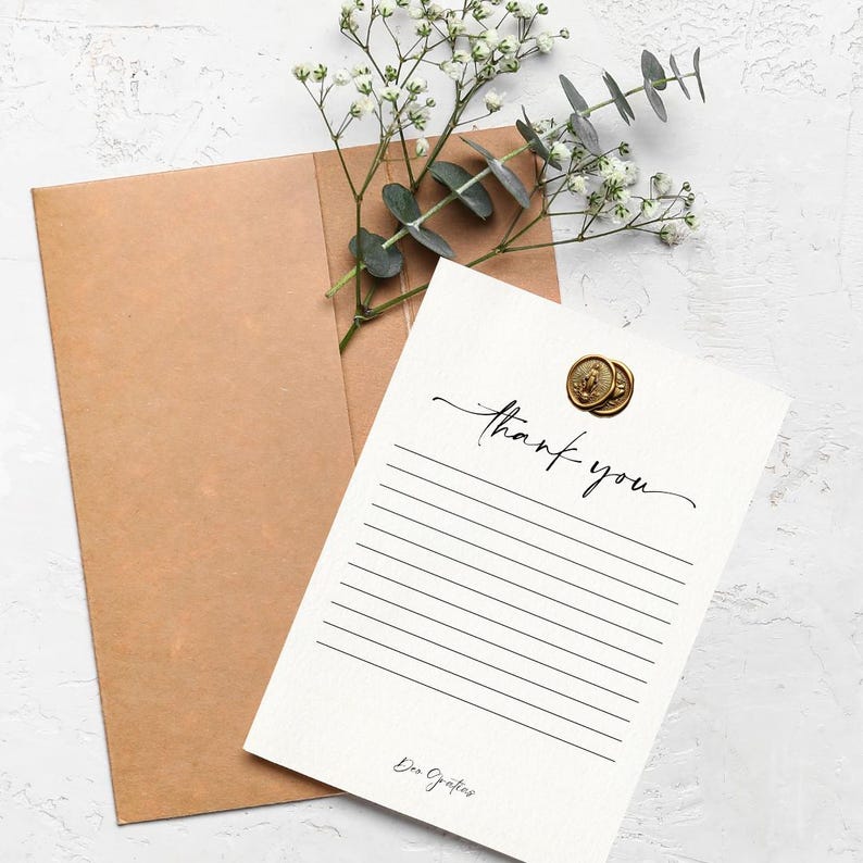 Lined Catholic Thank You Card: Printable Religious Gratitude Note (PDF ...