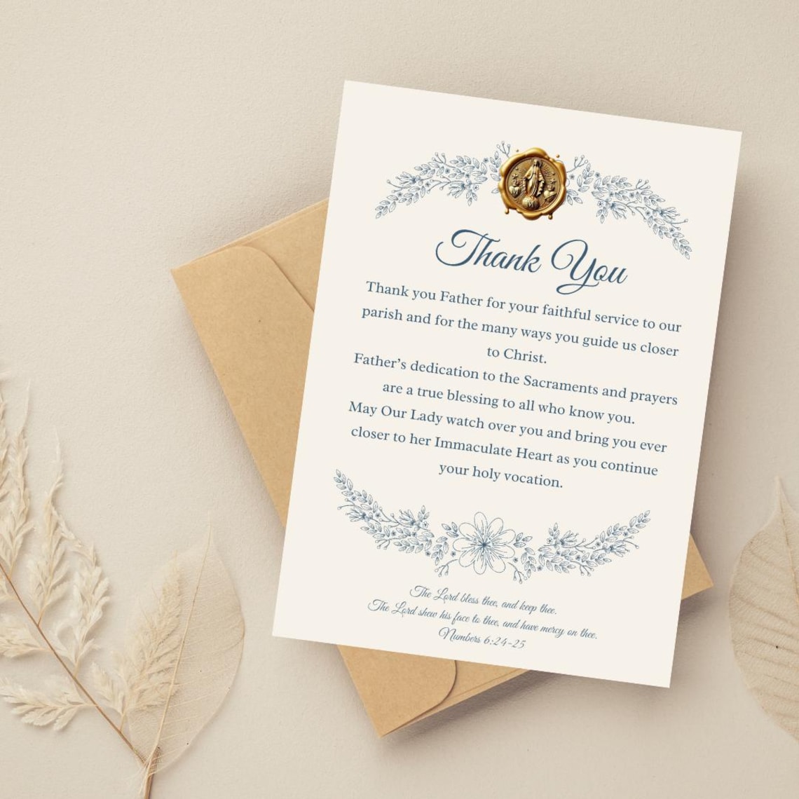 Elegant Priest Thank You Card With Bible Verse (PDF Printable) - Etsy