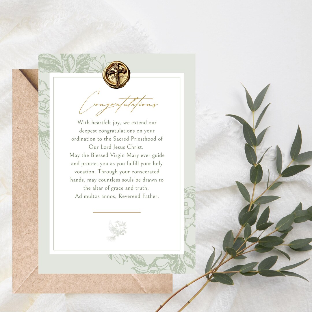 Catholic Ordination Priest Card PDF L Priestly Ordinations Printable ...