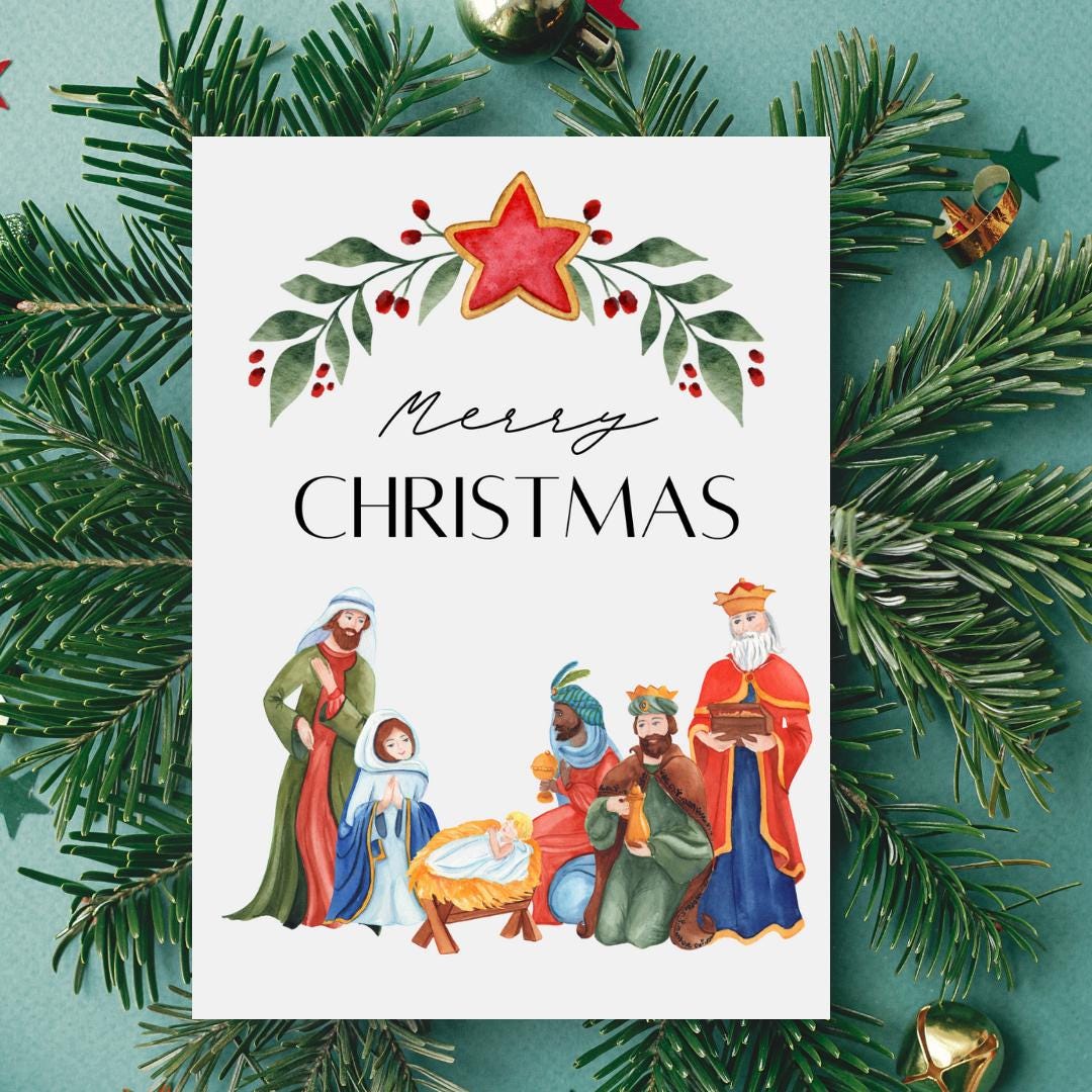 Colorful Catholic Christmas Card L Pack of 10 With Envelopes L Catholic ...