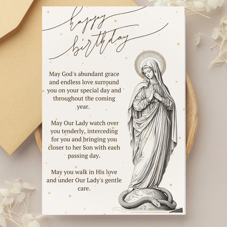 Virgin Mary Birthday Card, Catholic Our Lady Printable (PDF) - Etsy UK