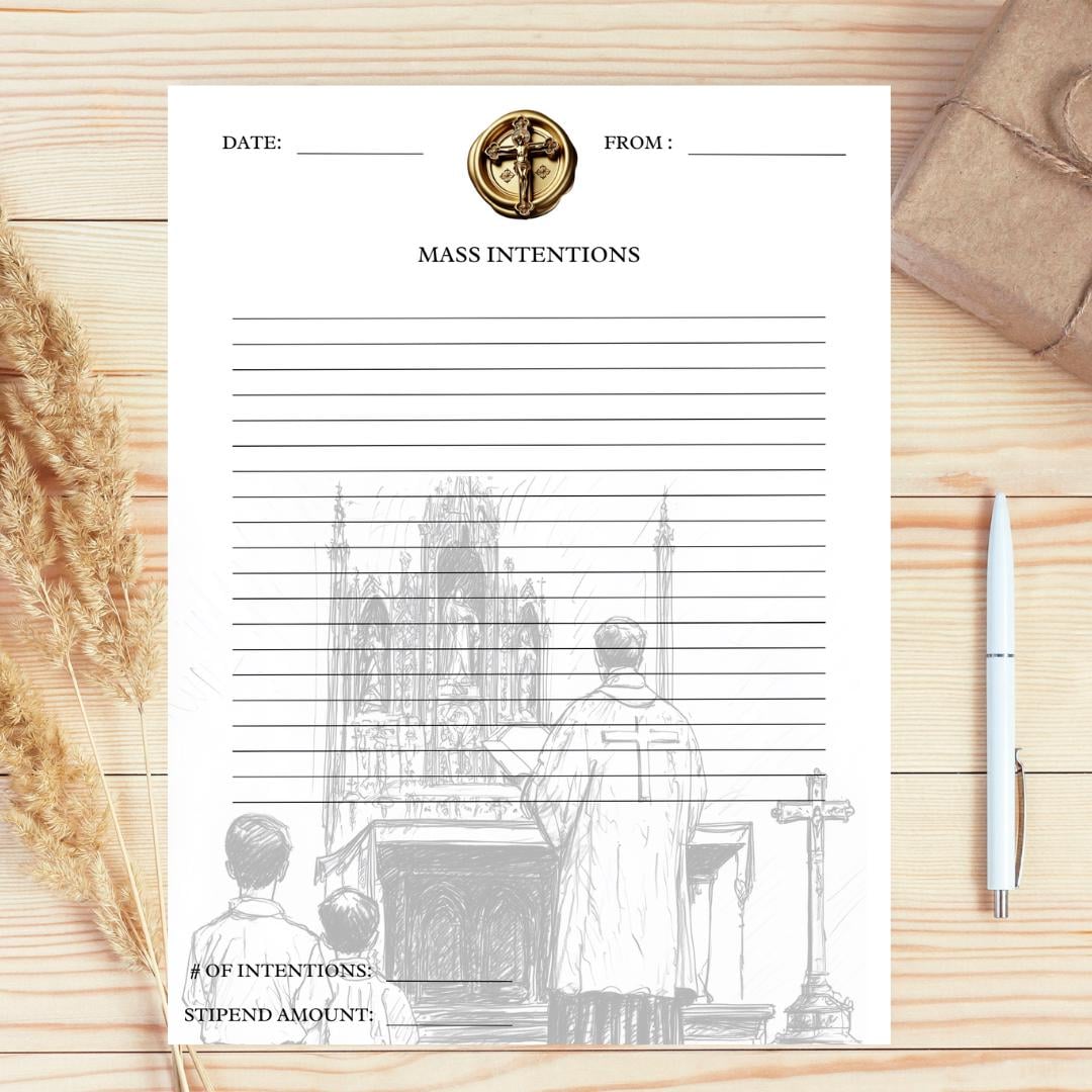 Catholic Mass Intention Form: Printable Request Template (instant ...