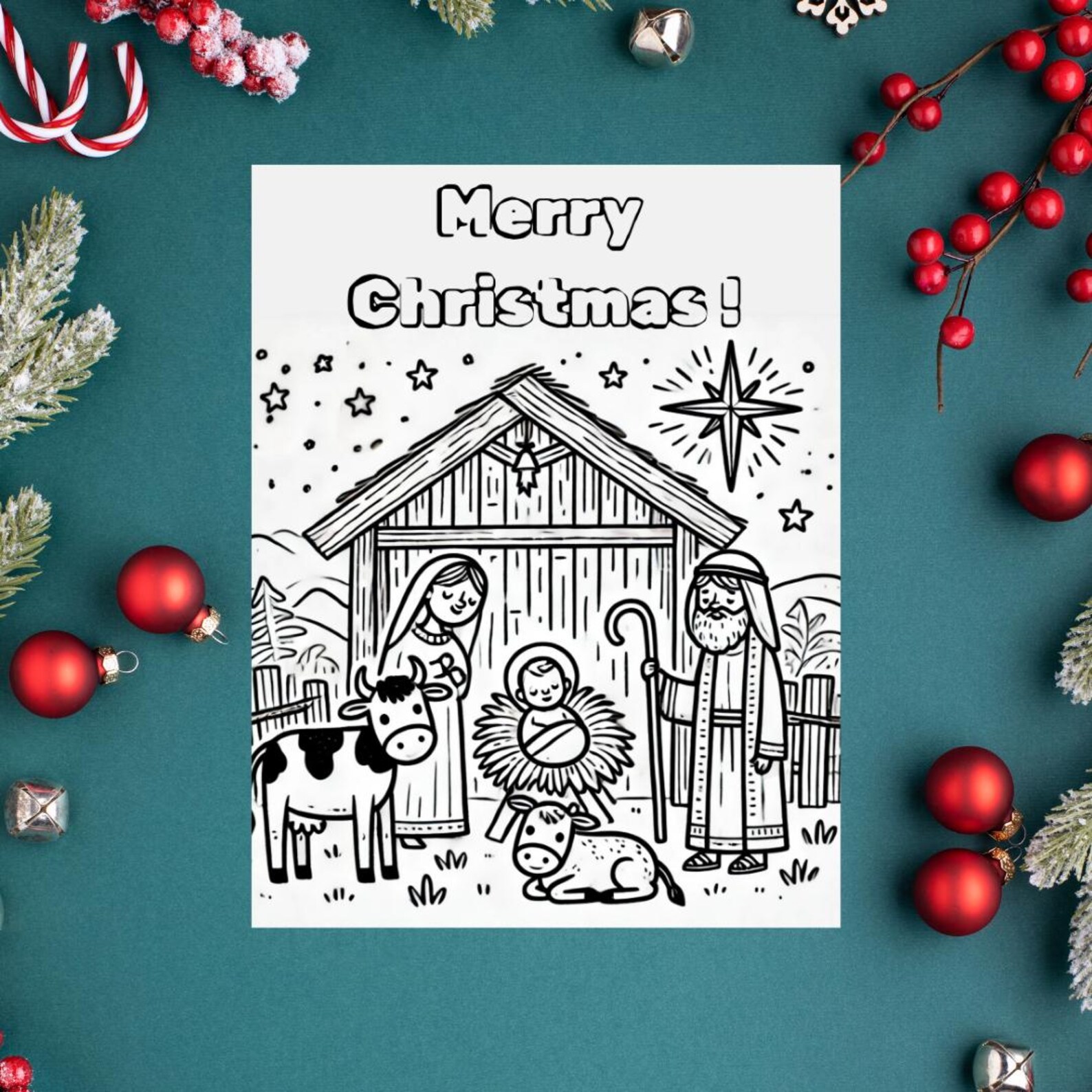 Nativity Coloring Page PDF L Merry Christmas Kids Coloring Print L at ...