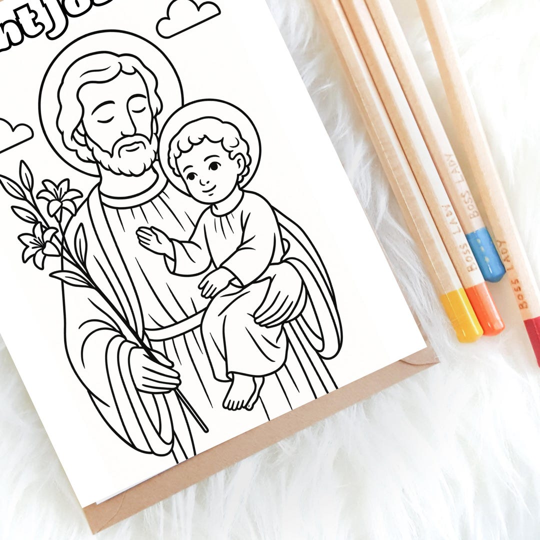 Saint Joseph Coloring Page: Catholic Kids Activity (PDF Download) - Etsy