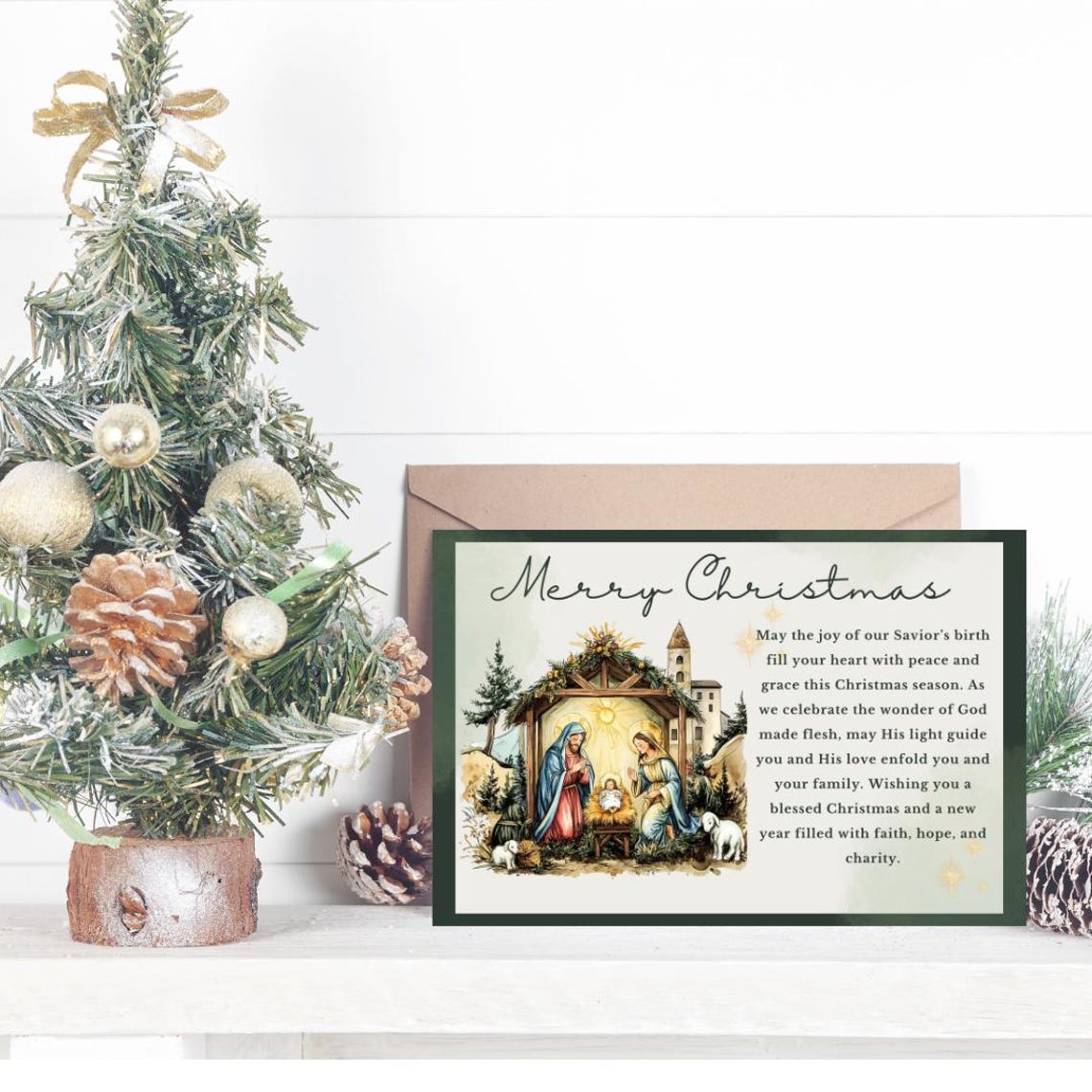 Editable Nativity Christmas Card Template: Catholic Design (digital ...