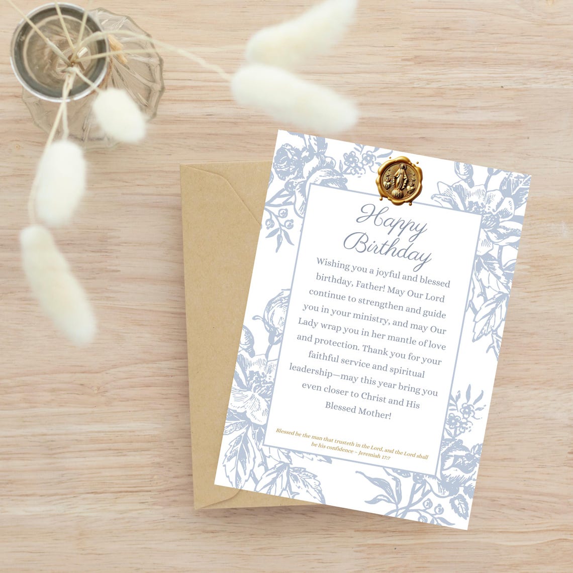 Catholic Priest Birthday Card: Elegant Floral Design (PDF) - Etsy
