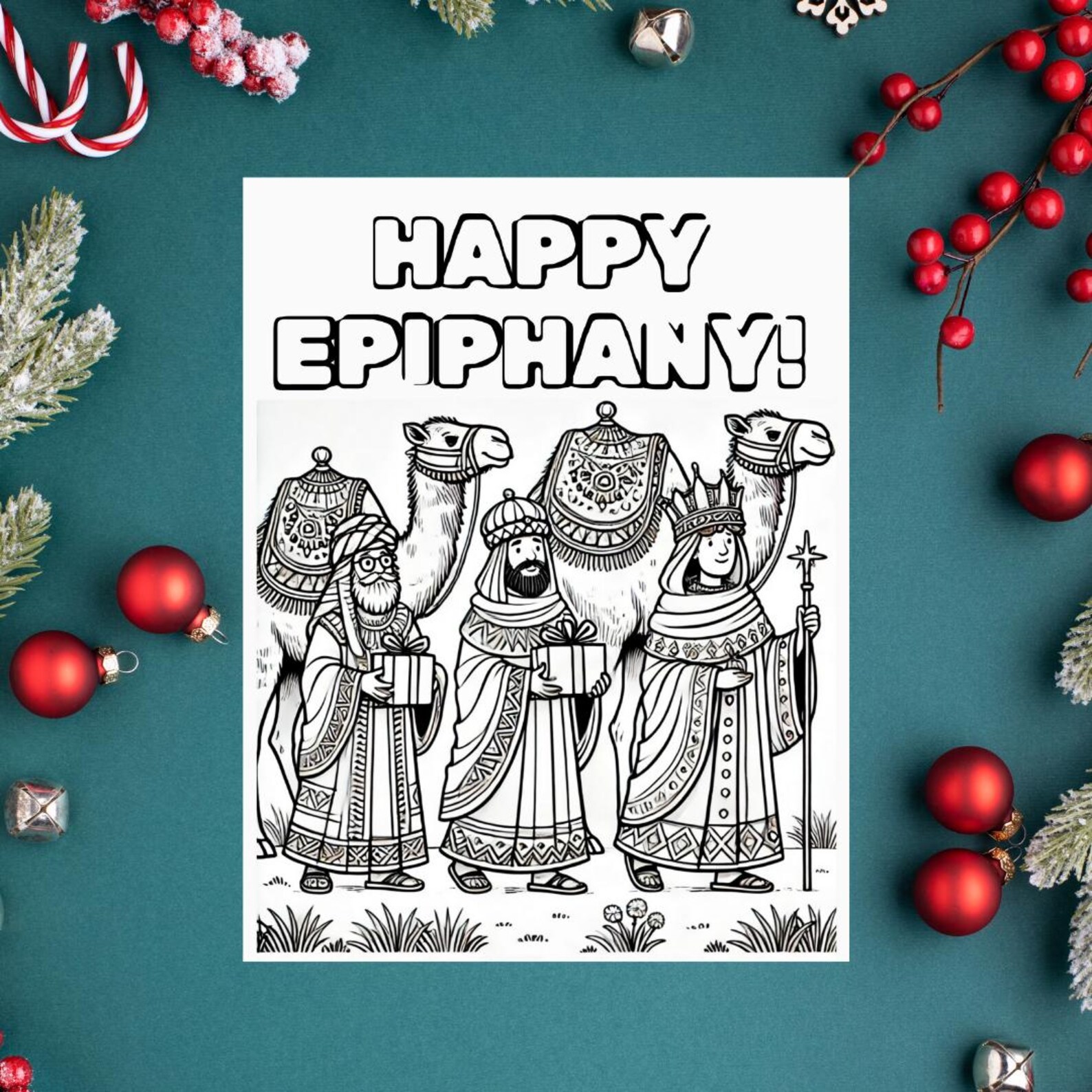 Epiphany Coloring Page: Three Wise Men Kids Activity (PDF) - Etsy