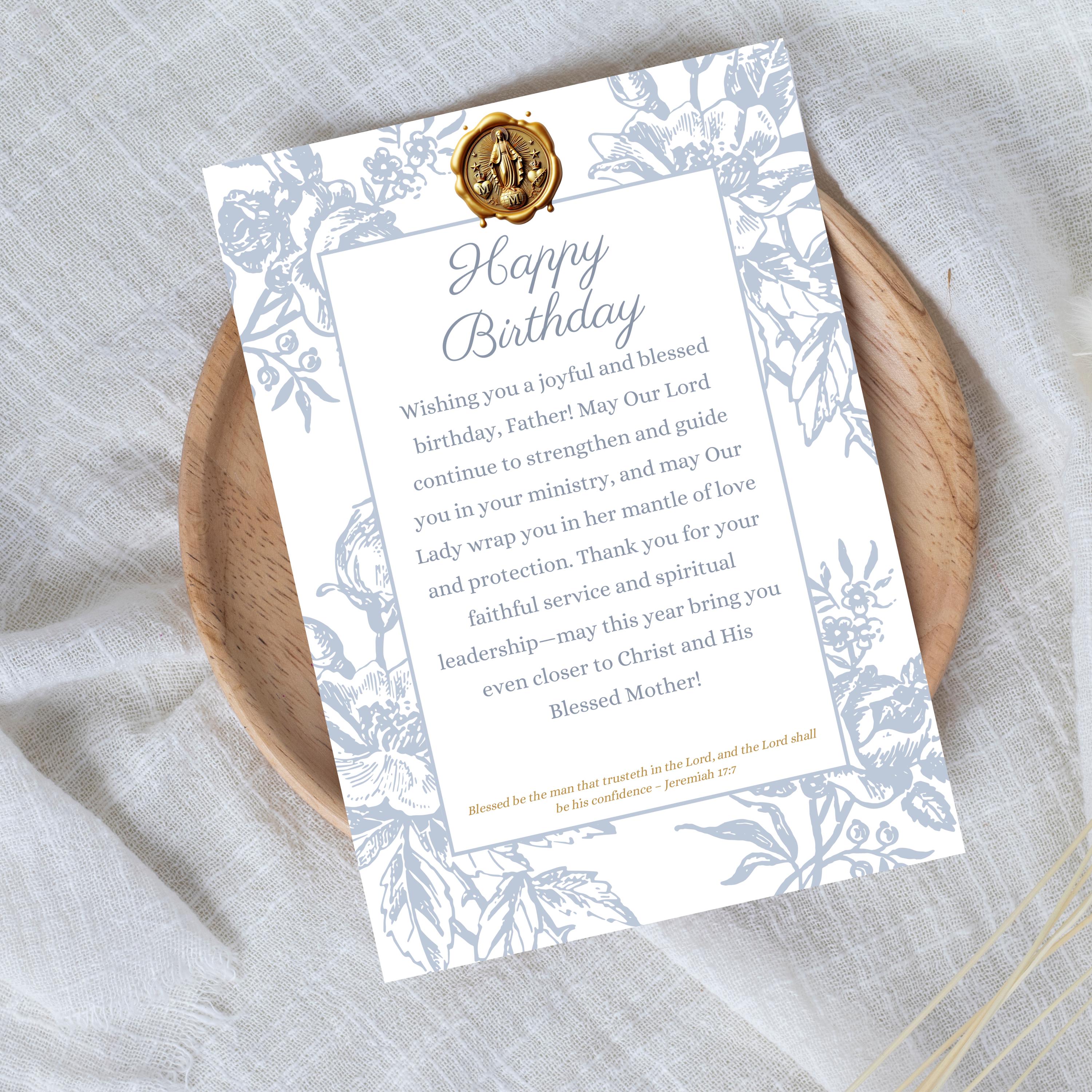 Catholic Priest Birthday Card: Elegant Floral Design (PDF) - Etsy