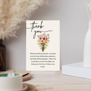 Traditional Catholic Teacher Thank You Card Printable L Religious ...