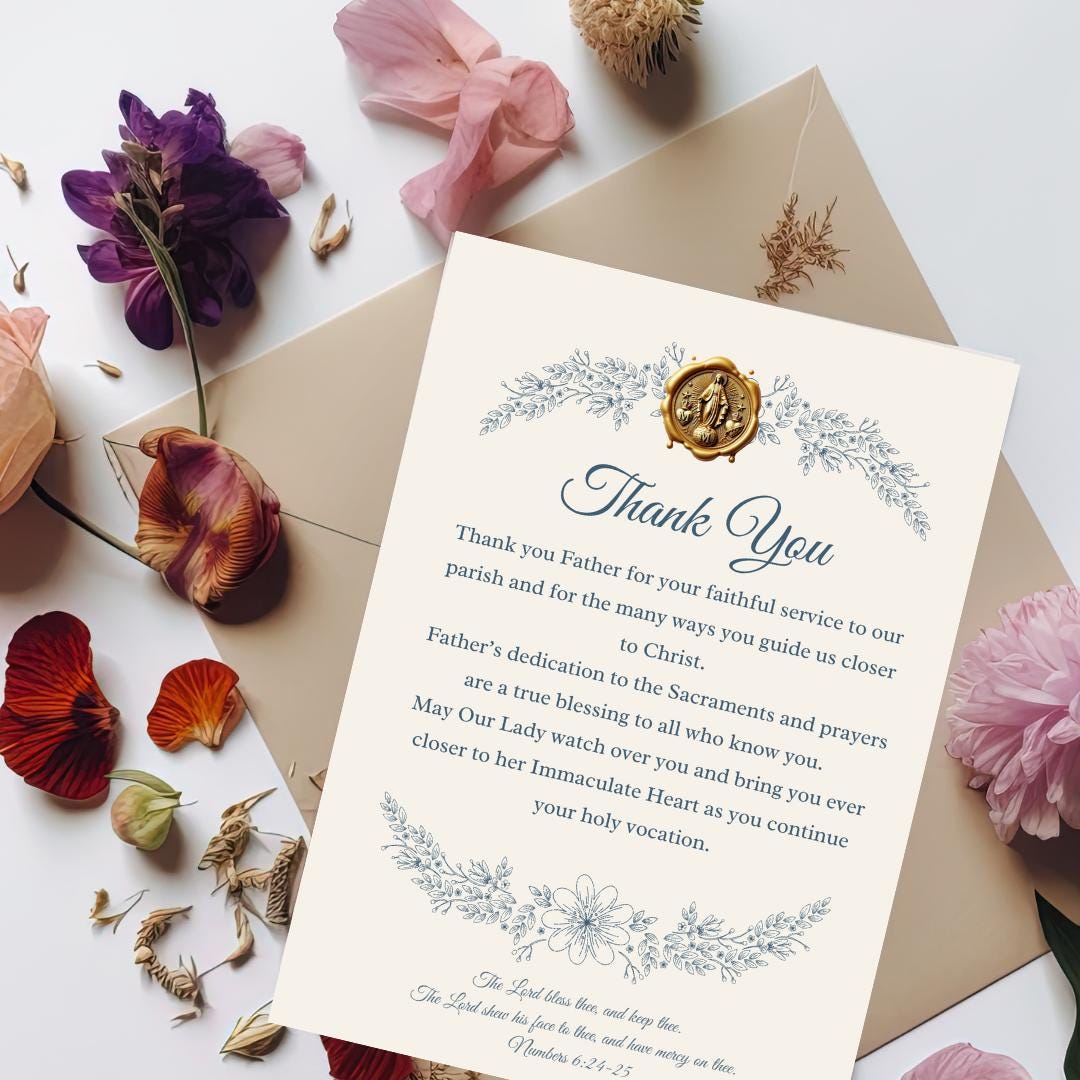 Elegant Priest Thank You Card With Bible Verse (PDF Printable) - Etsy
