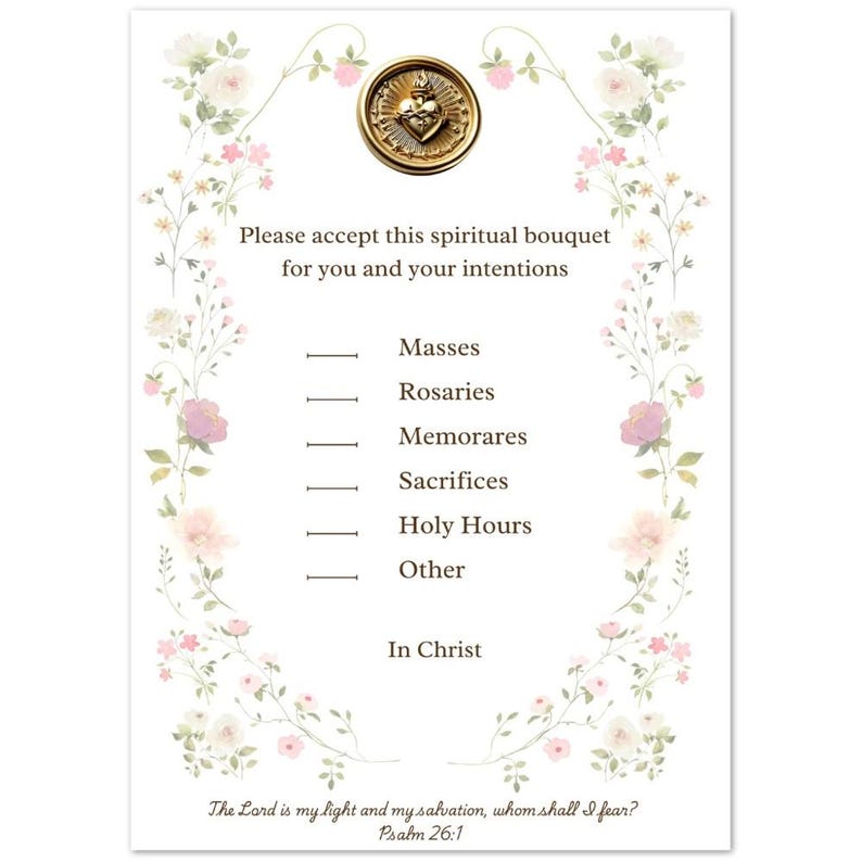 Floral Spiritual Bouquet Cards: Catholic Prayer Gift (pack of 10) - Etsy