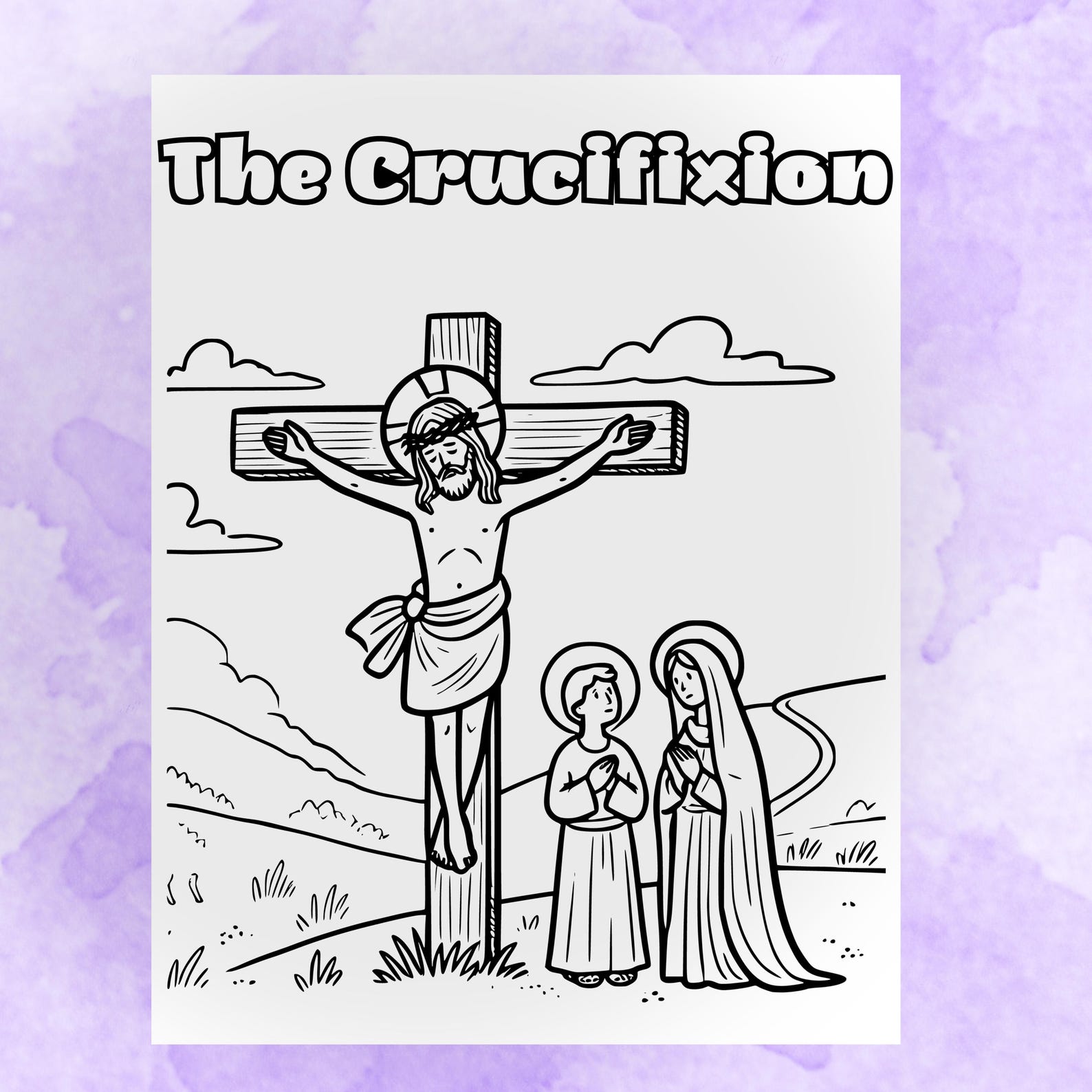 Crucifixion Coloring Page for Catholic Kids (PDF) - Etsy