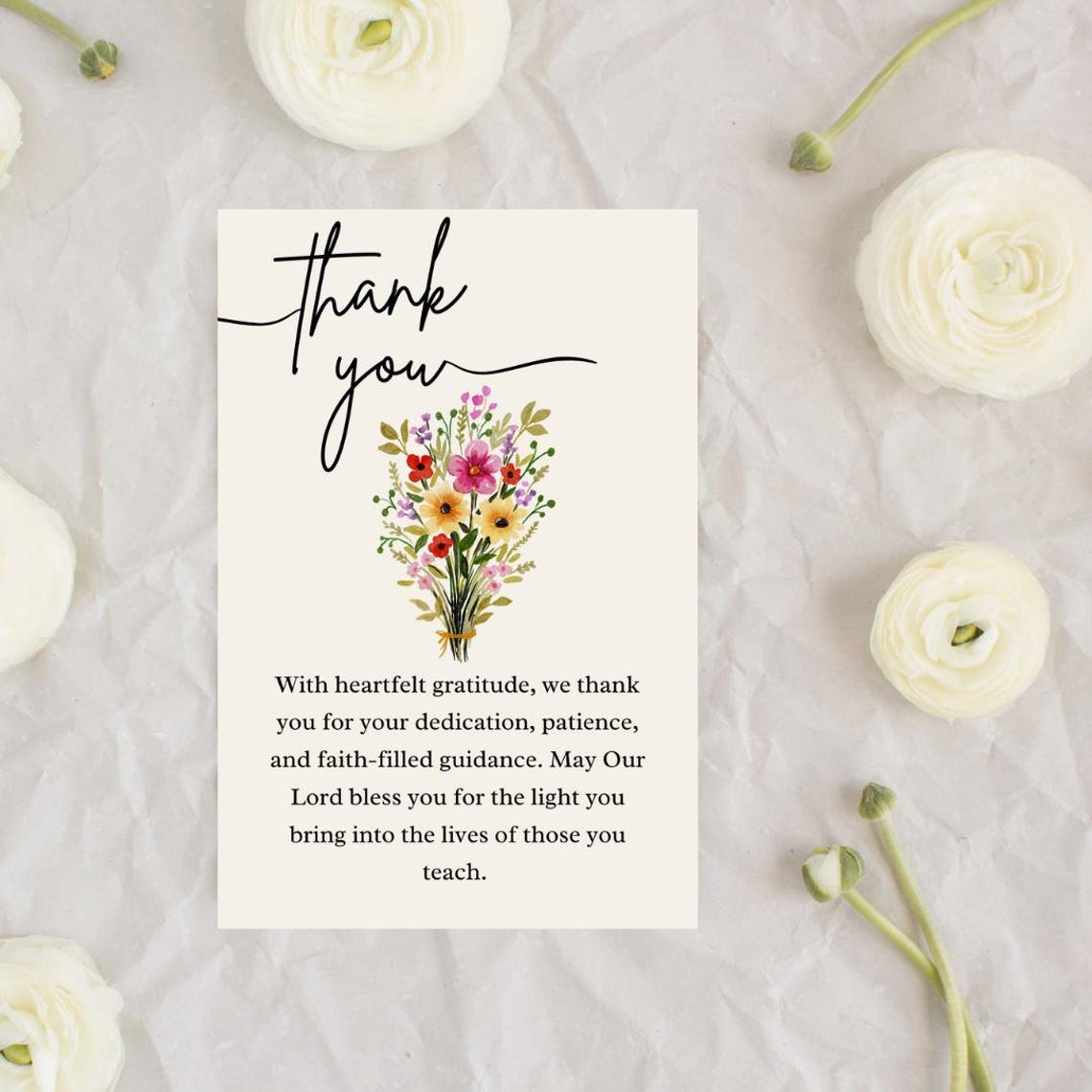 Traditional Catholic Teacher Thank You Card Printable L Religious ...