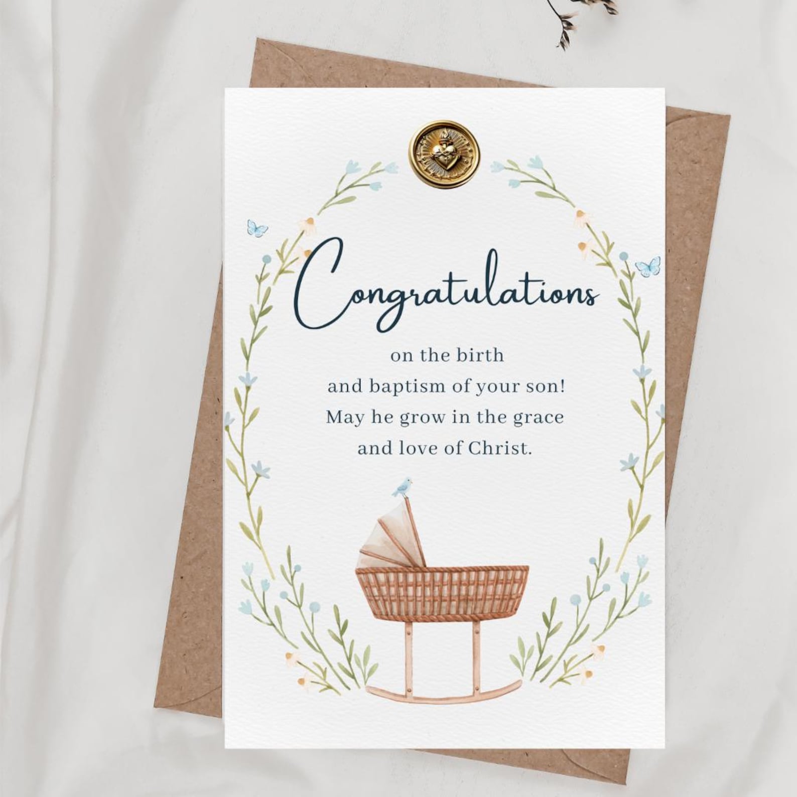 Catholic Baptism Card: Baby Boy Congratulations (printable PDF) - Etsy
