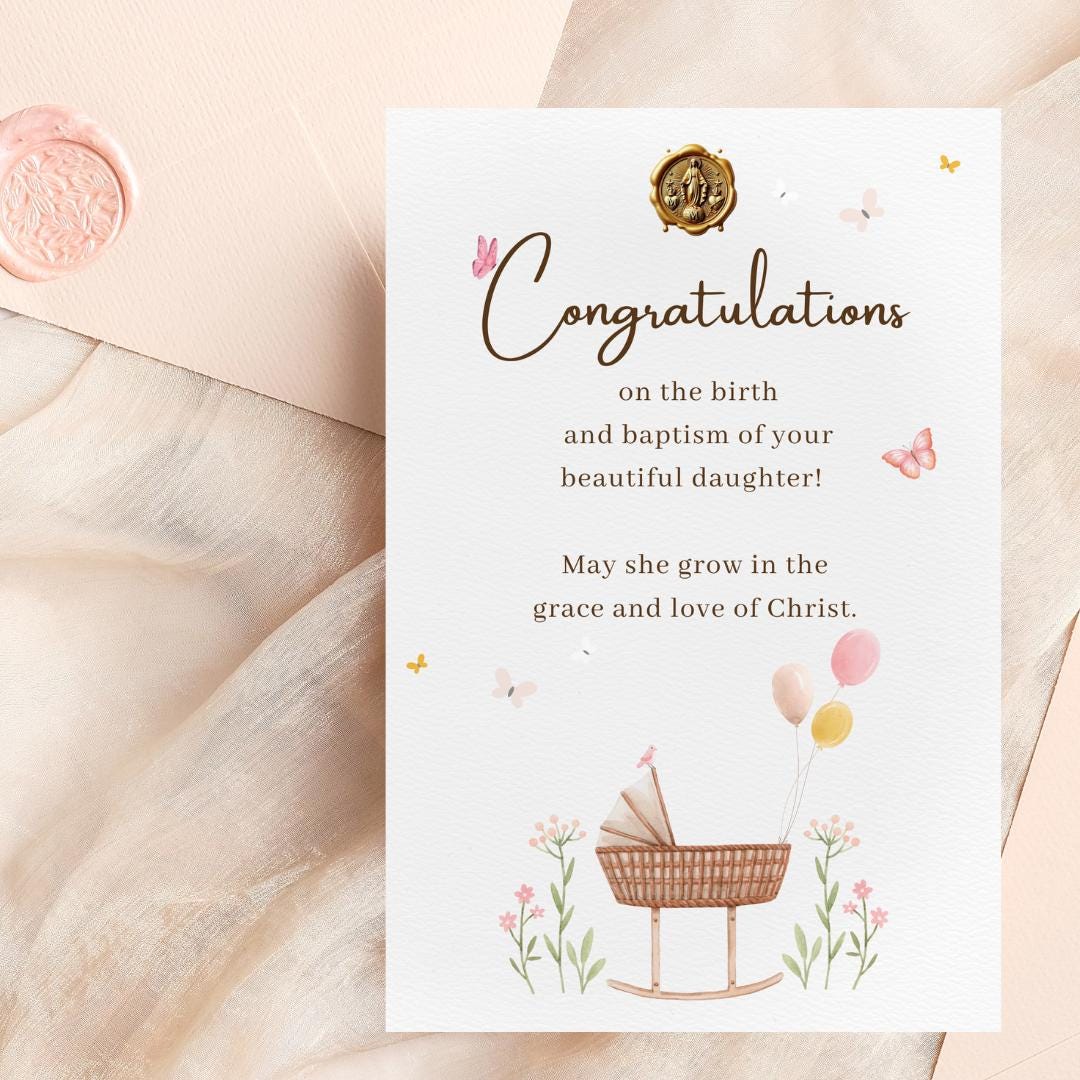 Congratulations on the Baptism Printable PDF Card L Girl Birth Baptism ...