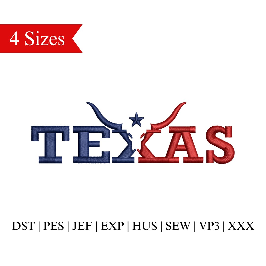 Texas State Embroidery Design, Texas Bull Machine Embroidery Files ...