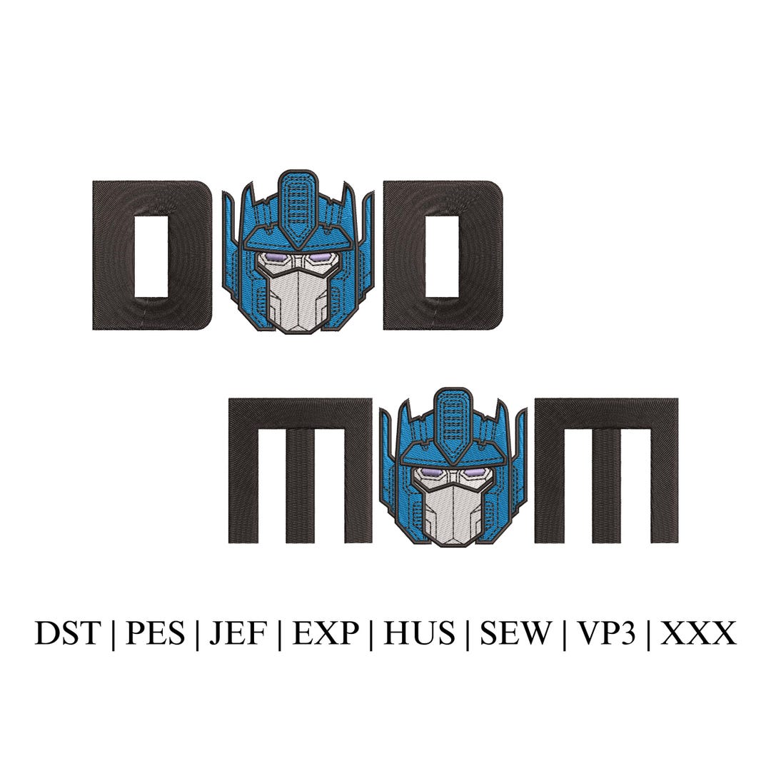 Robot Mom Dad Embroidery Design, Couple Embroidery, Transformer ...