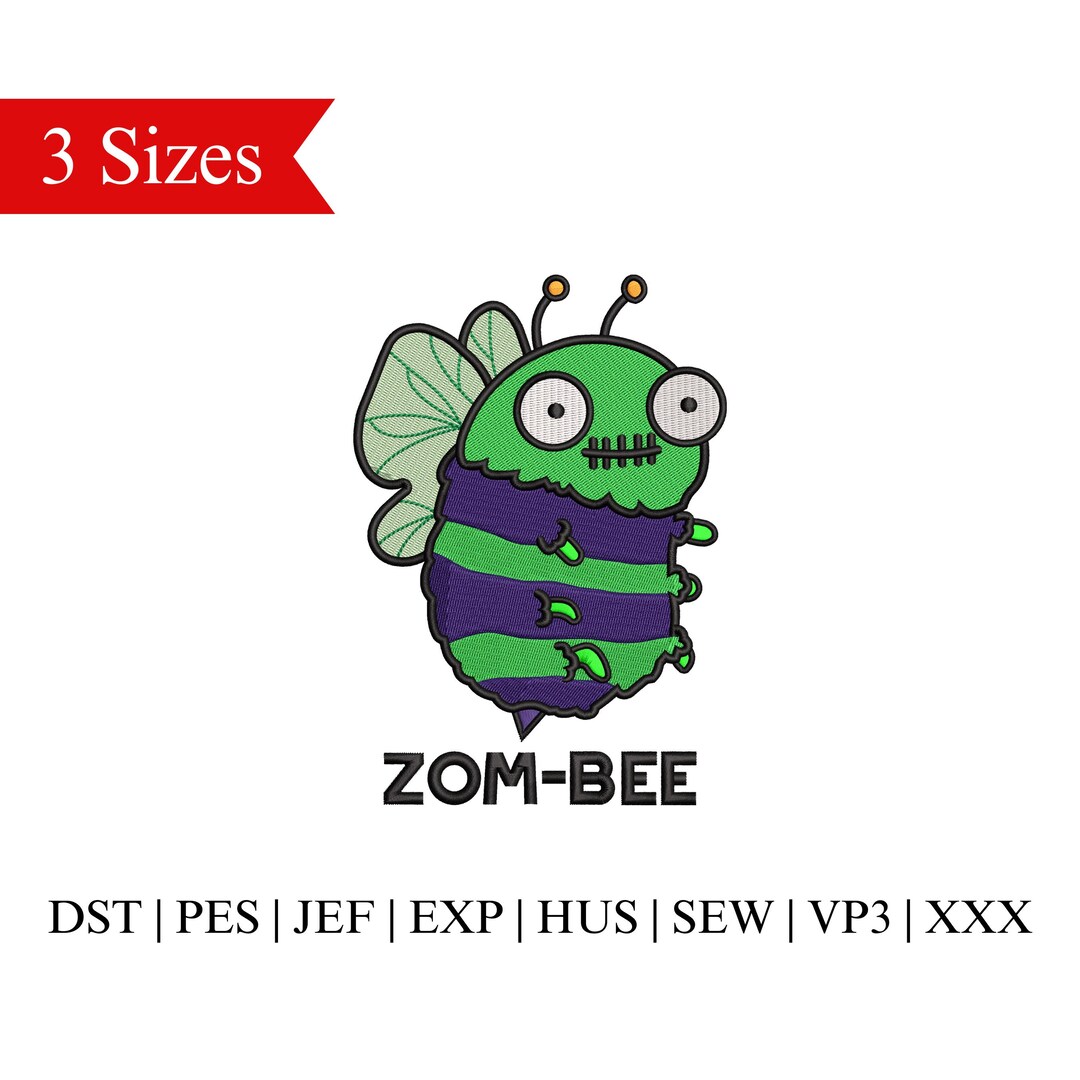 Zombie Embroidery Design, Honey Bee Embroidery Design, Halloween ...