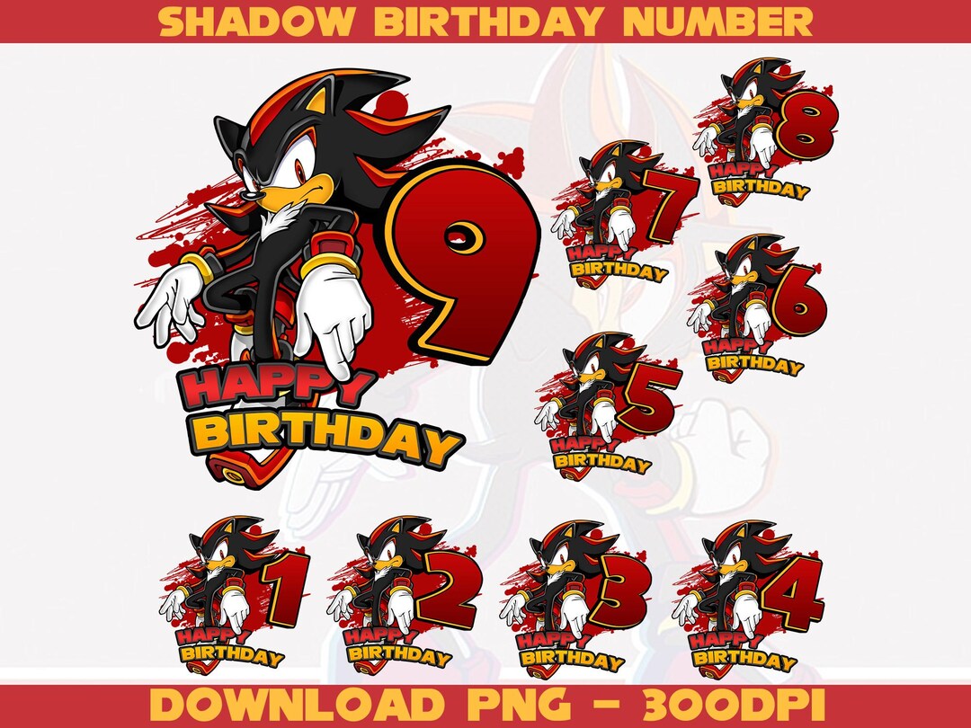 Shadow the Hedgehog Png, Shadow Birthday Number Design, Sonic Birthday ...