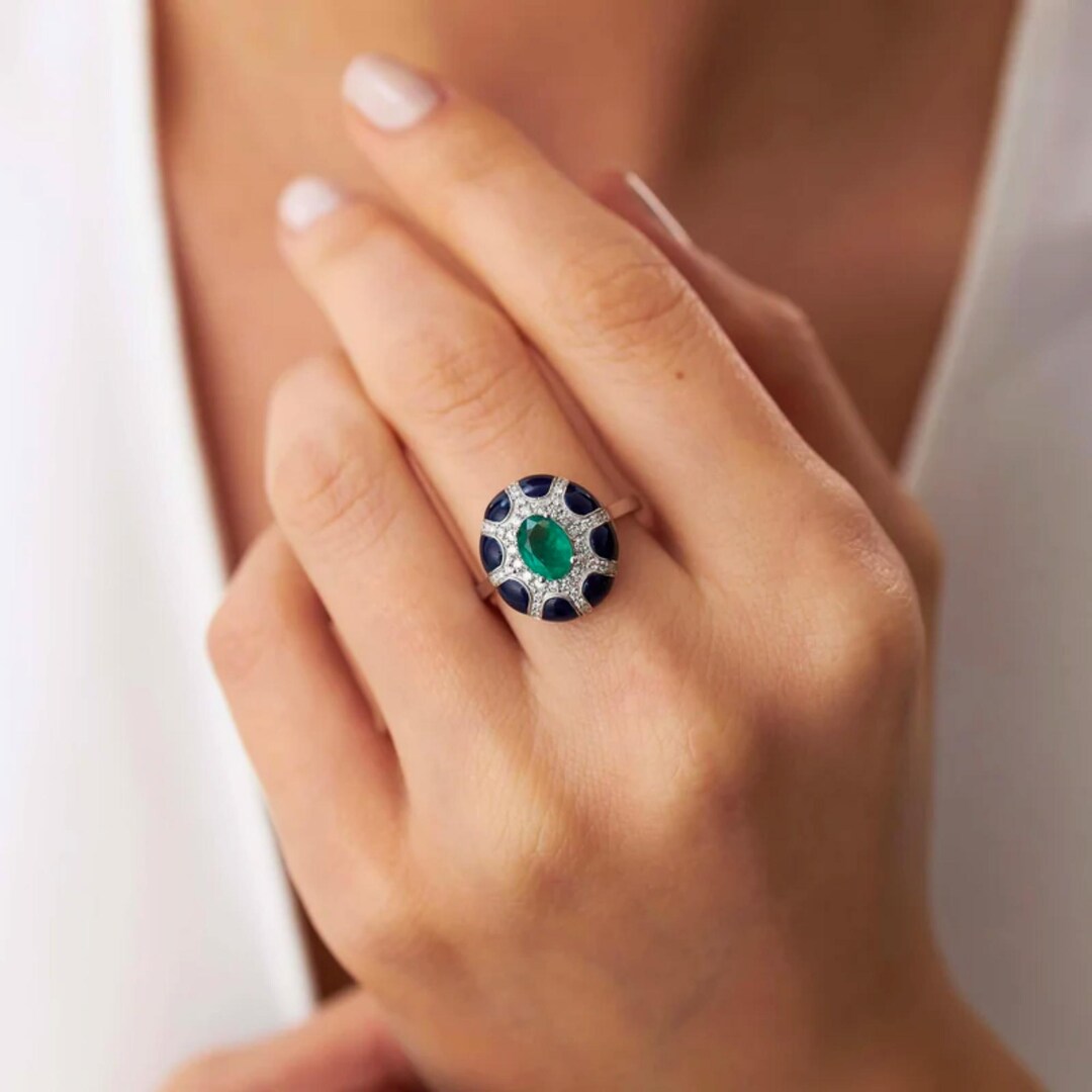 14K Gold Hürrem Sultan Ring, Emerald Ottoman Ring, Queen Jewelry ...