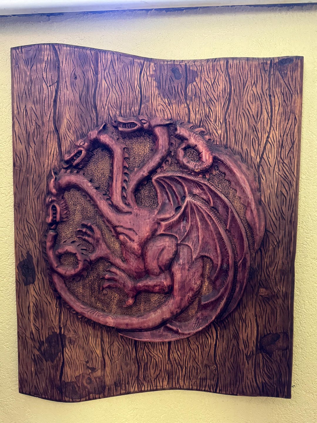 Carved Wood Dragon, Ouroboros, Handmade, Wall Decor, Decor, Whittling ...