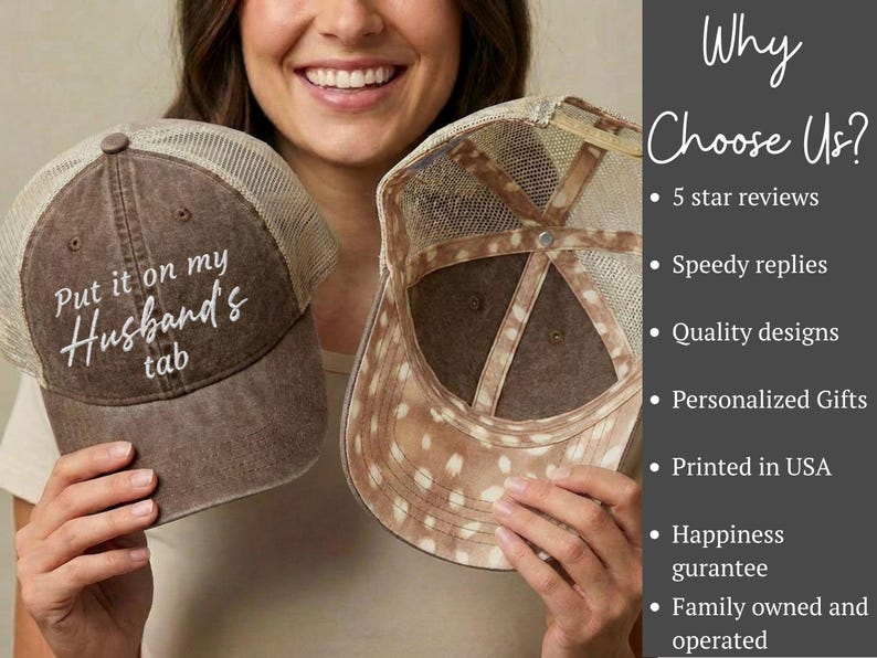 Put It on My Husband's Tab Hat, Embroidered Trucker Hat, Sarcastic Wife ...