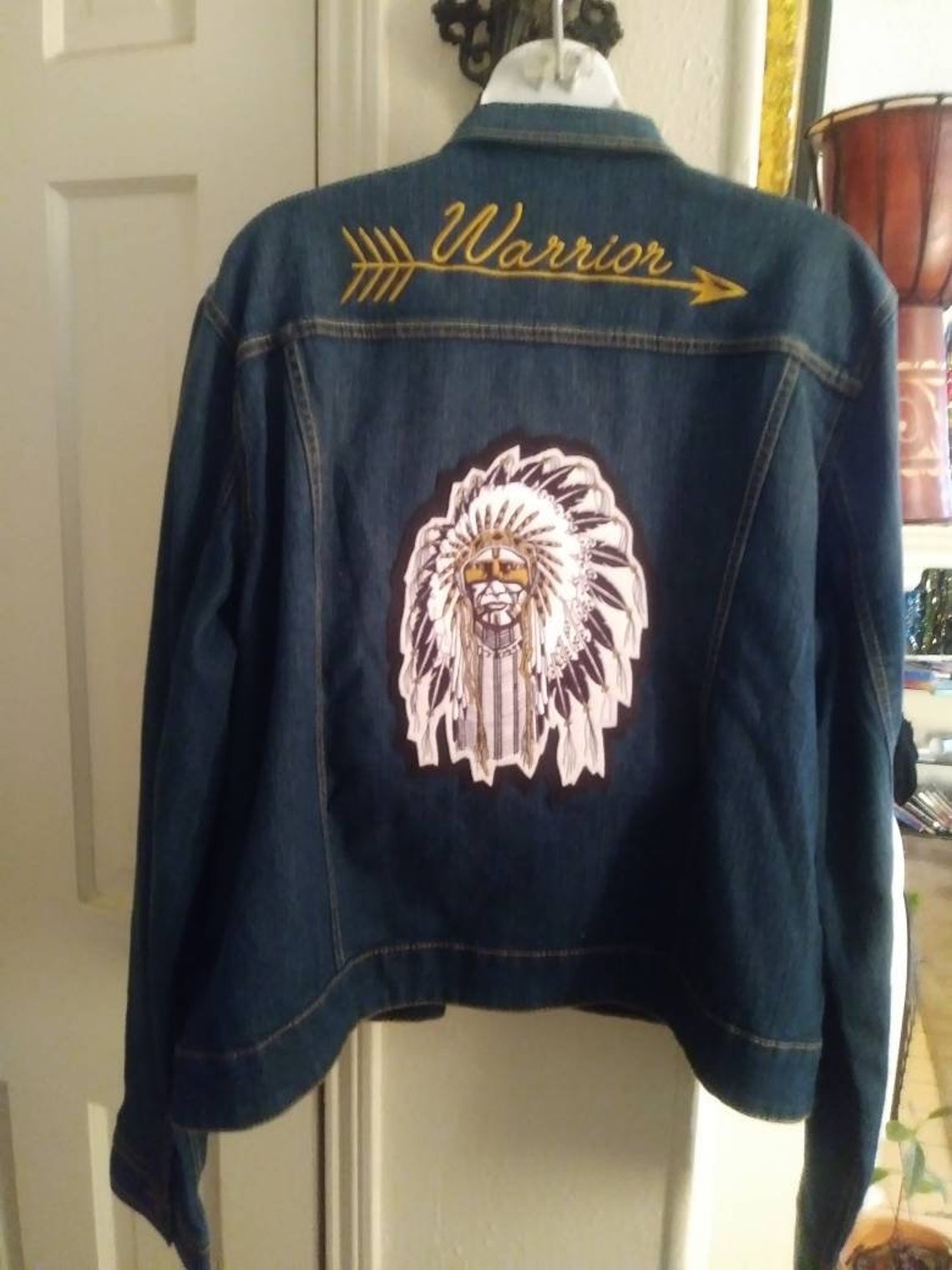 Denim Jean Jacket Native American Applique - Etsy
