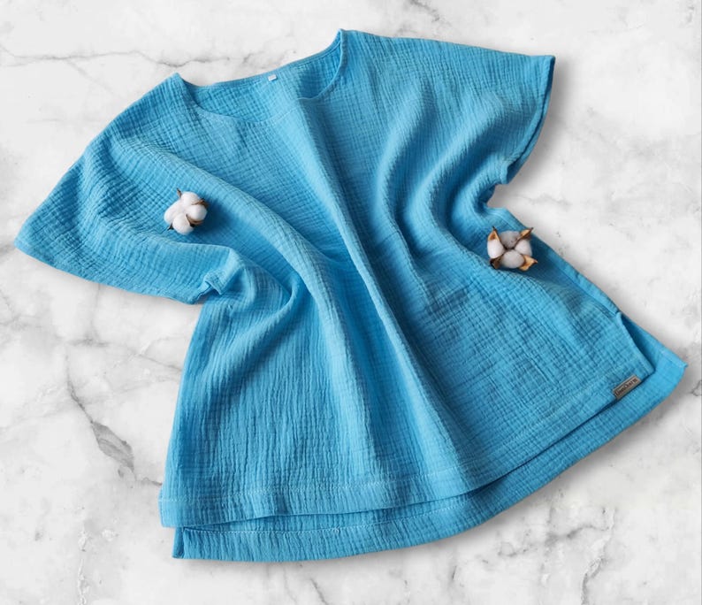 Cotton Muslin Top, Cotton Blouse, Muslin Double Gauze Woman Top, Outfit ...