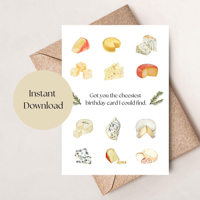 Cheese Birthday Card - Etsy