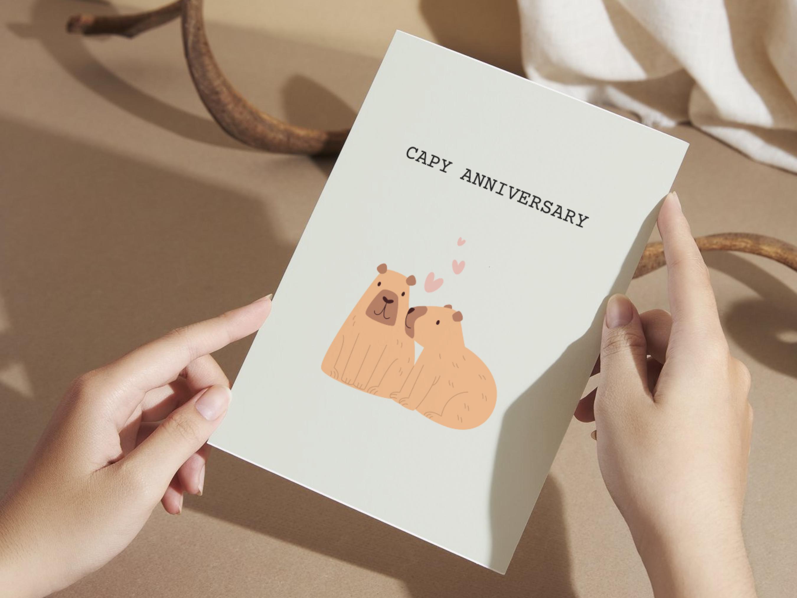 Printable Capybara Anniversary Card, Capy Anniversary Card, Punny ...