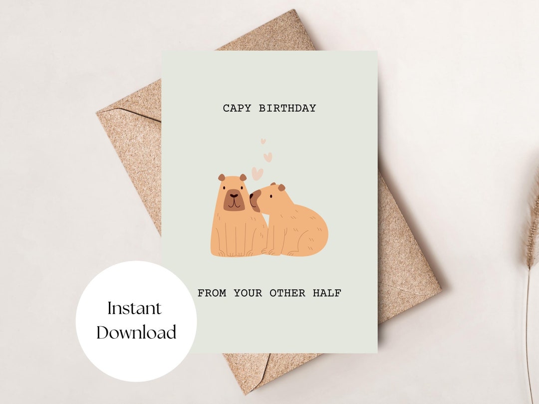 Printable Capybara Birthday Card, Capy Birthday Couple's Birthday Card ...