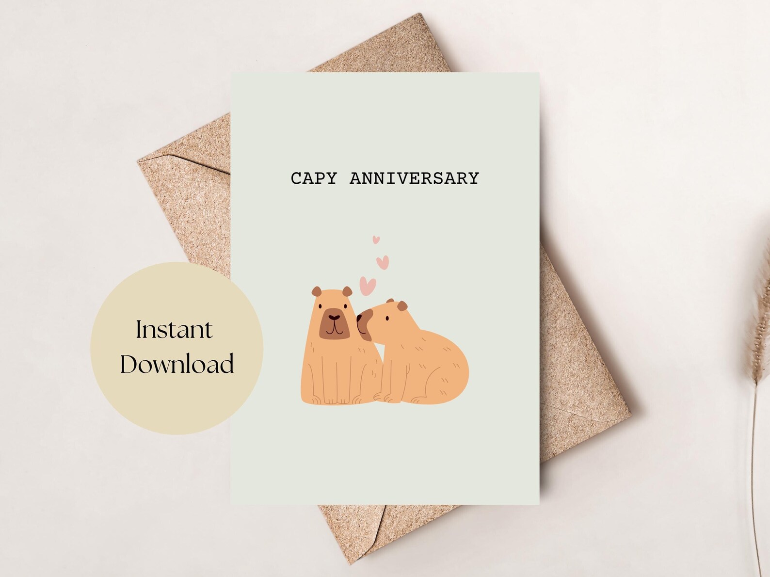 Printable Capybara Anniversary Card, Capy Anniversary Card, Punny ...