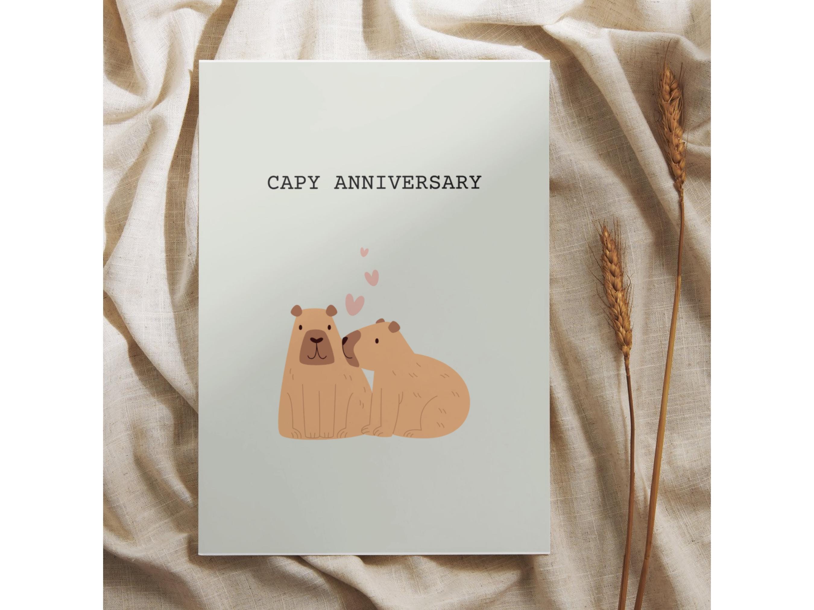 Printable Capybara Anniversary Card, Capy Anniversary Card, Punny ...