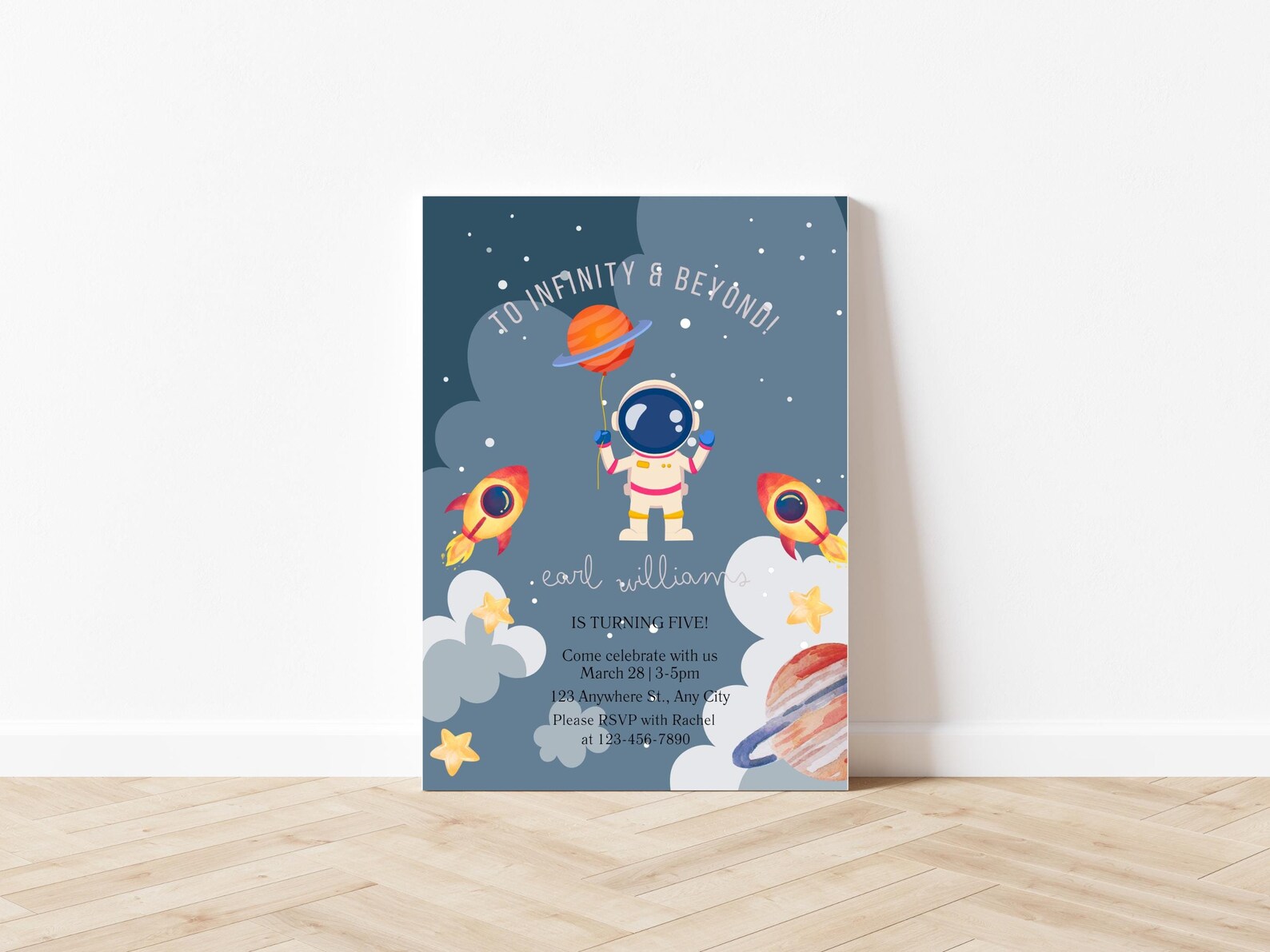 Editable Astronaut Birthday Invitation, Space Themed, to Infinity and ...