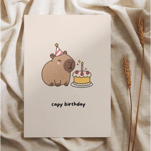 Printable Capybara Birthday Card, Cute Funny Capy Birthday Card - Etsy