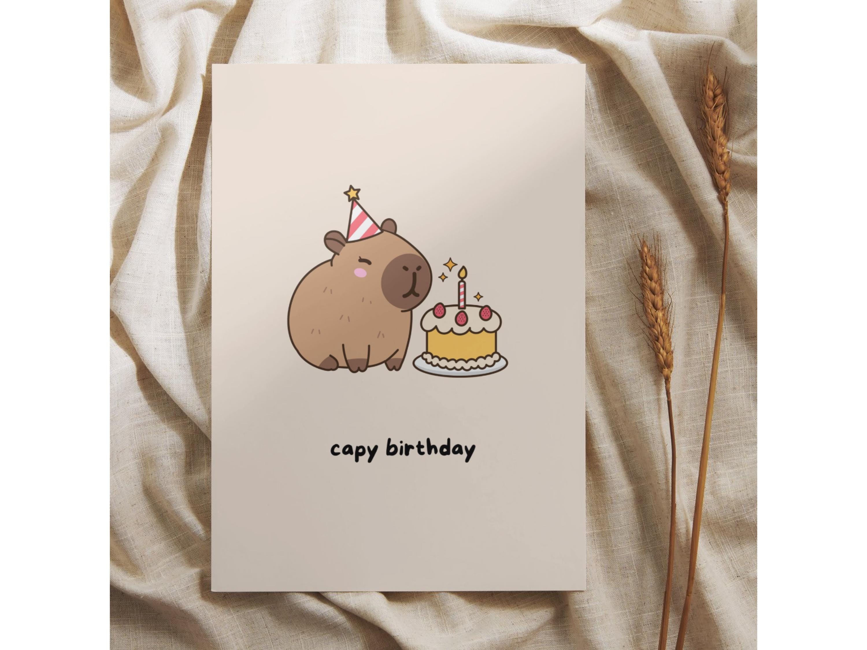 Printable Capybara Birthday Card, Cute Funny Capy Birthday Card - Etsy
