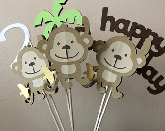 Monkey Cake Topper, Monkey Centerpiece, Baby Shower, Baby's 1st ...