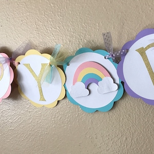 Rainbow Party Banner, Pastel Rainbow Birthday Decoration - Etsy