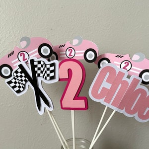 Girl Two Fast Centerpiece, Pink Race Car Party Decoration, Fast One ...
