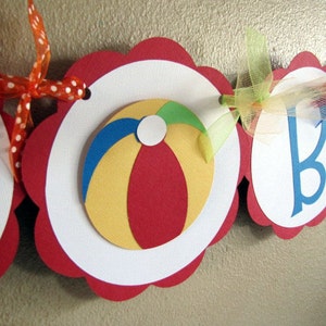 Beach Ball Birthday Banner, Pool Party Decoration, Beachball Swim Party ...