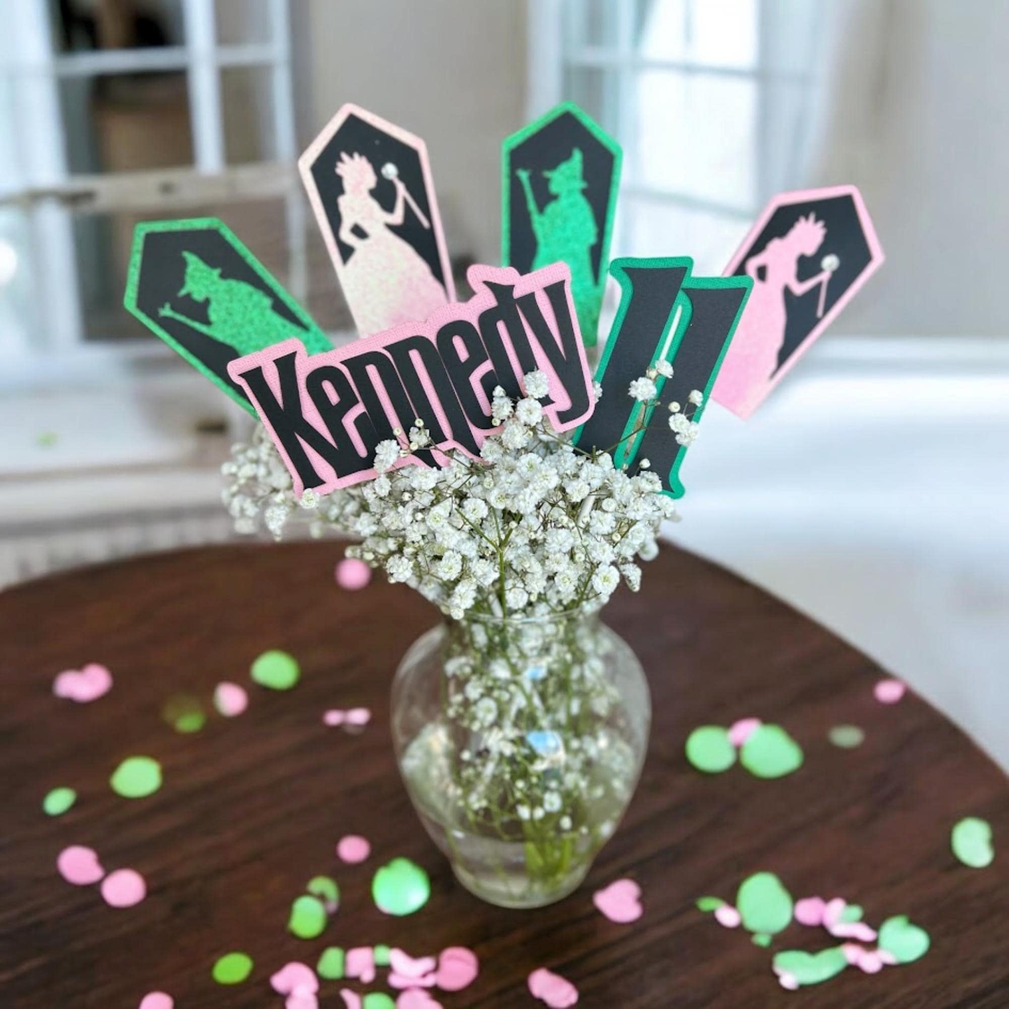 Good Witch Bad Witch Birthday Party Centerpiece. Wicked Pink & Green ...