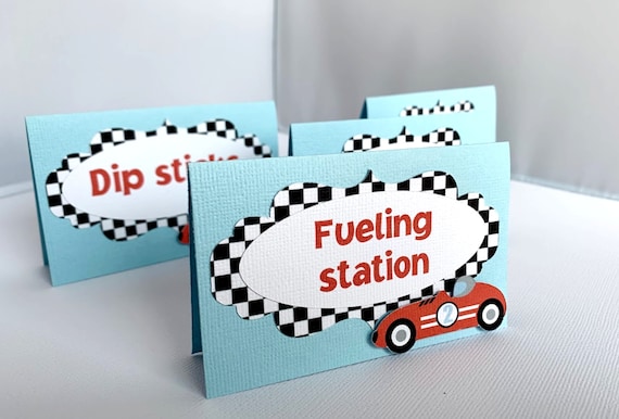 Race Car Food Labels, Fast One Birthday Food Tent Cards, Two Fast Party ...