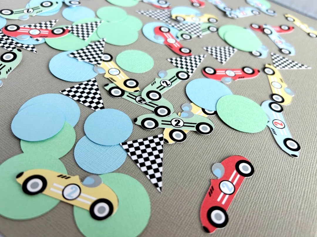 Retro Race Car Party Confetti, Two Fast Birthday Decoration, Vintage ...