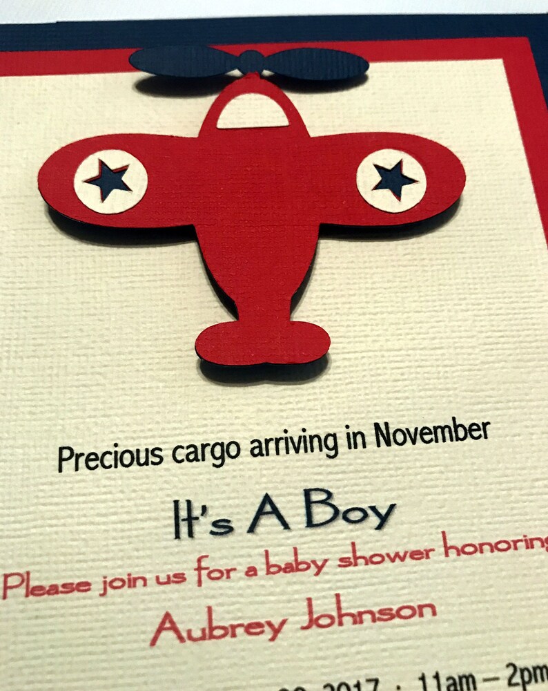 Airplane Baby Shower Invitation Vintage Biplane Birthday - Etsy