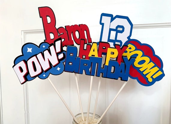 Superhero Birthday Party Centerpiece, Comic Book Party Decoration ...
