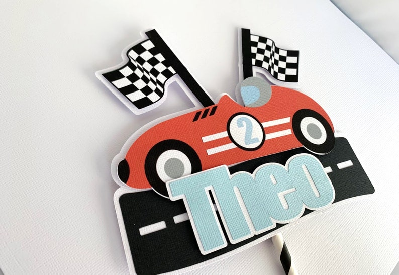 Vintage Race Car Cake Topper Two Fast Birthday Party - Etsy