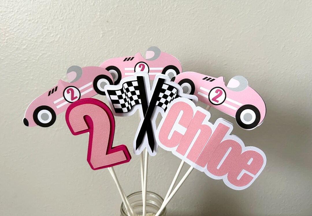 Girl Two Fast Centerpiece, Pink Race Car Party Decoration, Fast One ...