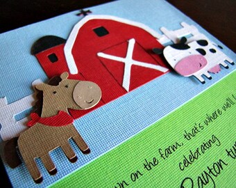 Barnyard 1st Birthday Invitation Boys or Girls, Farm Animal Birthday ...