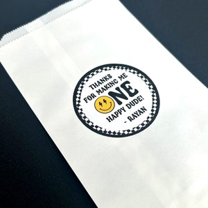 One Happy Dude Stickers, Yellow Smile Face Birthday Thank You Sticker ...